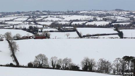 Deep snow still lying in some areas of Northern Ireland - BBC News