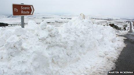 Deep snow still lying in some areas of Northern Ireland - BBC News