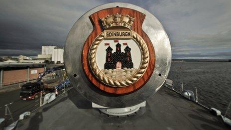 HMS Edinburgh arrives in Leith on its final trip - BBC News