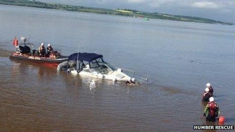 Humber Rescue saves crew of sinking cabin cruiser - BBC News