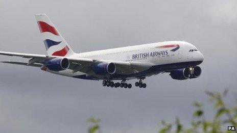 BA's first A380 superjumbo arrives at Heathrow airport - BBC News
