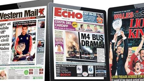 Daily Welsh newspaper sales fall by up to a third - BBC News