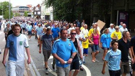 Sky Blues fans march to keep Coventry games in the city - BBC News
