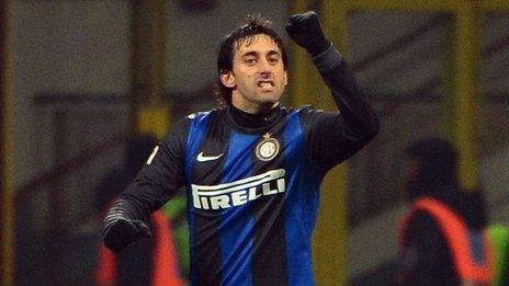 Inter Milan's Diego Milito suffers thigh injury in training - BBC Sport