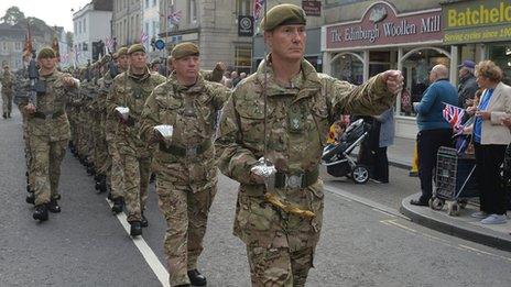 Parade marks Freedom of Warminster for renamed 1 Yorks - BBC News