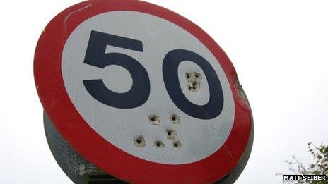 'Indiscriminate' shooting damages South West road signs - BBC News