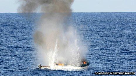 Suspected pirates caught in joint naval operation - BBC News