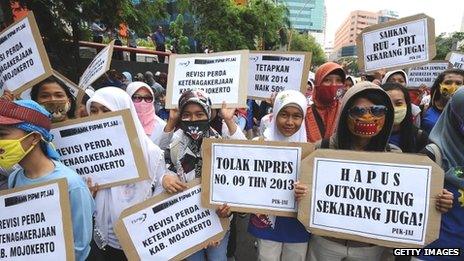 Indonesia Sees Nationwide Strike On Salary Hikes Bbc News