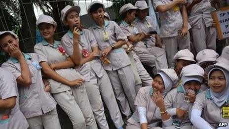 Indonesia Sees Nationwide Strike On Salary Hikes Bbc News