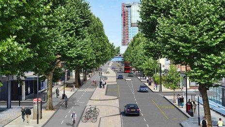 East London segregated cycle superhighway opened - BBC News