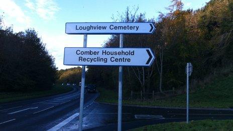 'Bad taste' Comber cemetery road sign changed - BBC News