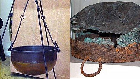 Chiseldon village's replica Iron Age cauldron unveiled - BBC News