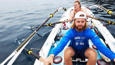 Guinness World Record for youngest Atlantic Ocean rowers - BBC News