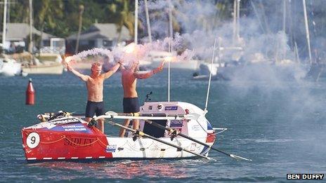 Guinness World Record for youngest Atlantic Ocean rowers - BBC News