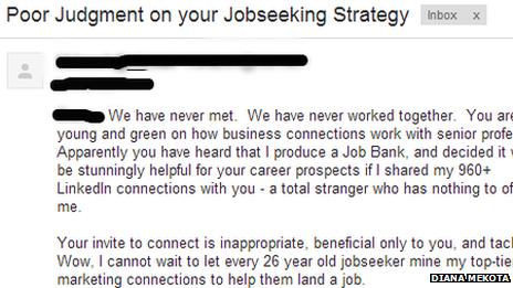 Kelly Blazek's harsh LinkedIn rejection note earns rebuke - BBC News