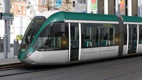 Nottingham tram: Final stretch of Clifton extension work starts - BBC News
