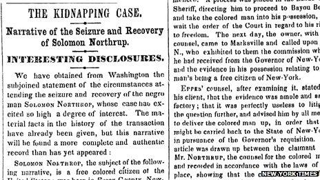 NY Times corrects 1853 article on '12 Years a Slave' tale - BBC News