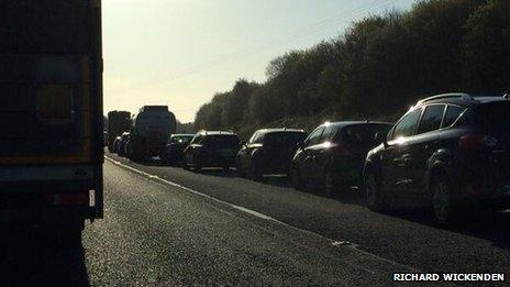 A30 closed after lorry and tractor collision - BBC News