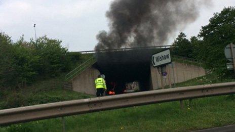 M6 Toll closed after lorry fire - BBC News
