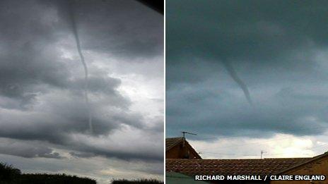 Funnel cloud witnessed in East Midlands skies - BBC News