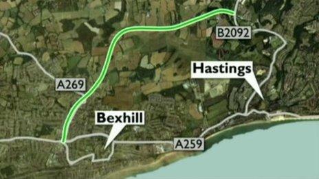 Bexhill-Hastings link road named Combe Valley Way - BBC News
