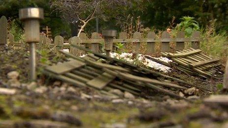 Muslim gravestones desecrated by vandals in Chadderton - BBC News