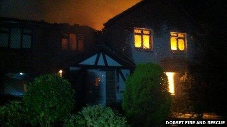 Firefighters battle Poole house blaze - BBC News