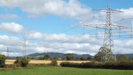 Final say on route for £300m pylons for Powys wind farms - BBC News