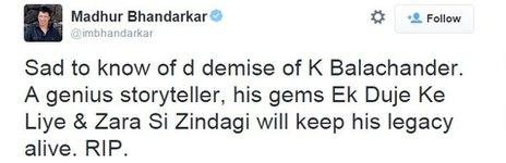 K Balachander: Tributes paid to Indian filmmaker - BBC News