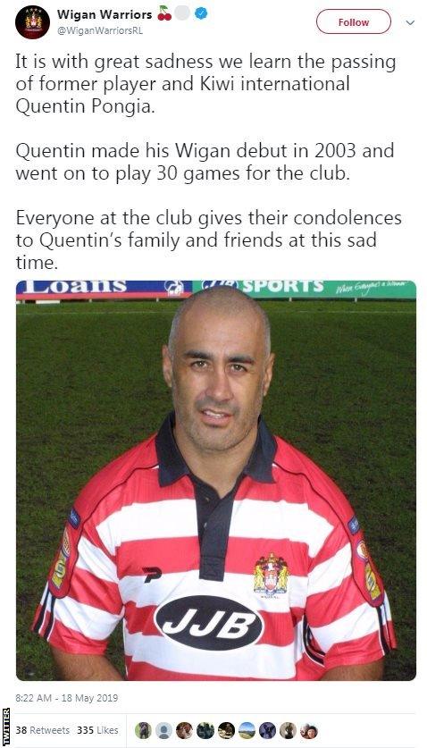 Quentin Pongia: Former Wigan forward dies aged 48 - BBC Sport