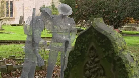 Ghost sculptures of WW1 soldiers erected in cemetery