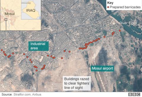 Mosul satellite images reveal IS barricades - BBC News