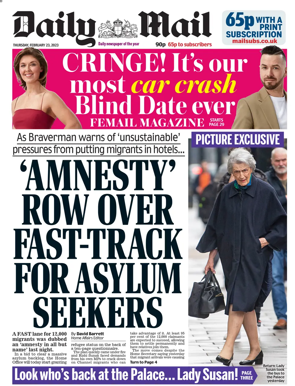 Asylum backlog crackdown and store 'seizes salad'