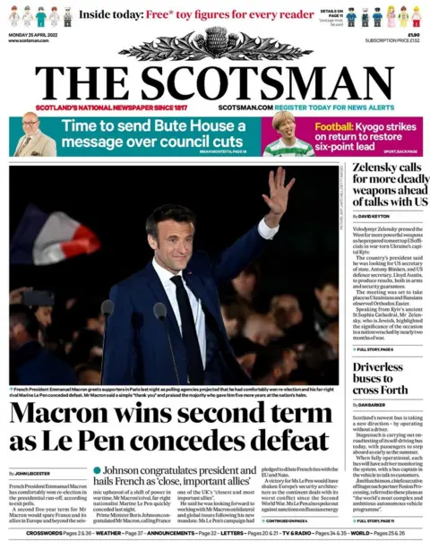 Scotland's papers: Cost of living crisis and Macron wins second term