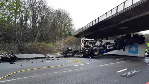 Hours of delays after lanes close due to M6 lorry crash