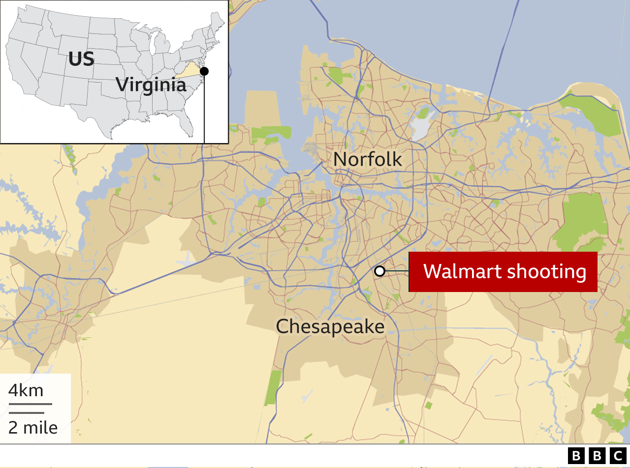 US Walmart shooting: Manager kills six at Virginia supermarket - BBC News