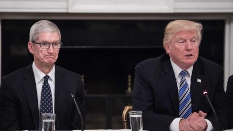 Trump says Apple will build three 'big' new plants in US - BBC News