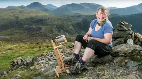 Cumbrian woman spins 1.1km of yarn on Wainwright's 214 peaks