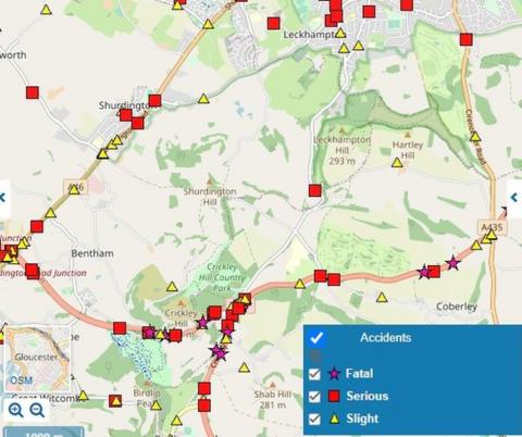 Safety concern for cyclists using A417 diversion route - BBC News