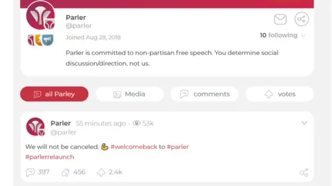 Parler app back online after month-long gap