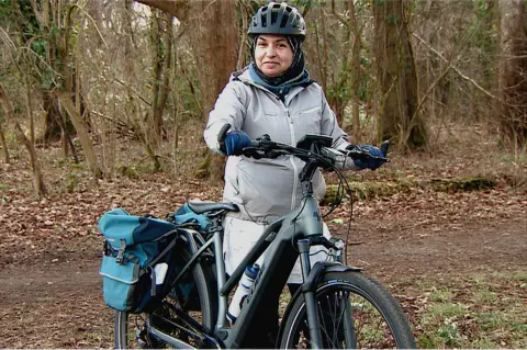 The Muslim women learning to ride a bike in their 40s