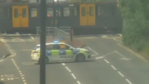 Callerton Parkway: Metro and car crash at level crossing