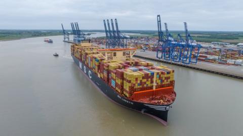 In pictures: World's largest container ship visits Felixstowe port ...