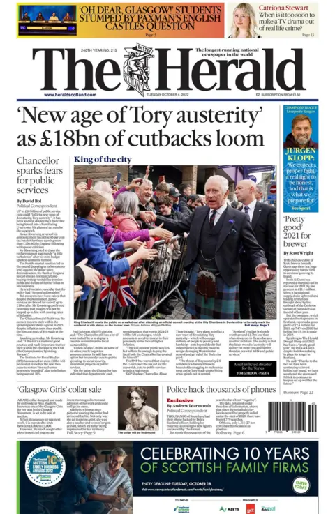 Scotland's papers: 'New Tory rebellion' after U-turn on tax cut
