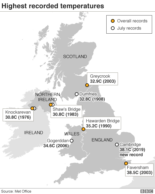 UK weather: The UK's record-breaking heat in maps and charts - BBC News