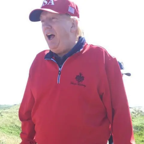 Donald Trump meets pupils at golf club in Doonbeg
