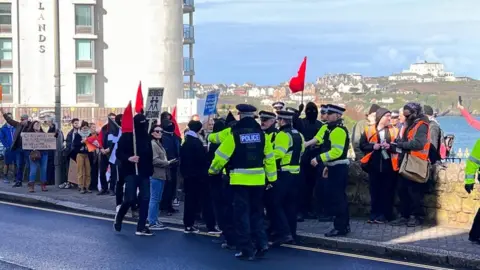 Two arrested at Newquay asylum seeker hotel protest