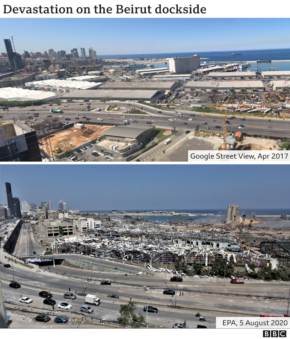 Beirut explosion: Before-and-after images - BBC News