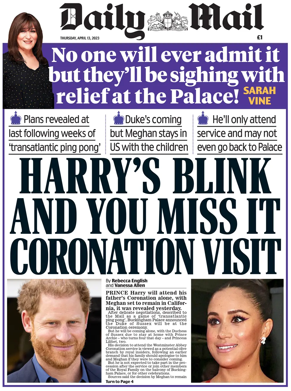 'King's relief' Harry will fly home for coronation