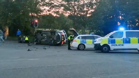Four in hospital after crash involving Newcastle police car